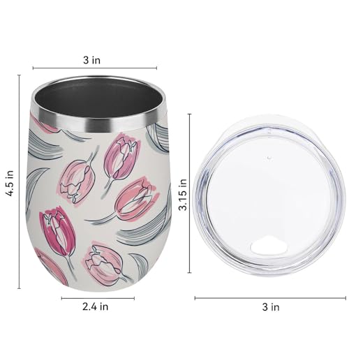 silichee 12 Oz Stainless Steel Stanley Cup with Lid Background Tulips Insulated Tumblers Vacuum Coffee Mugs for Hot and Cold Drinks,Coffee,Wine