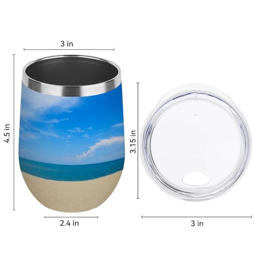 silichee 12 Oz Stainless Steel Tumbler Stanley Cup with Lid Beautiful Beach Tropical Sea Cloudy Blue Sky Insulated Tumblers Vacuum Coffee Mugs for Hot and Cold Drinks,Wine,Coffee