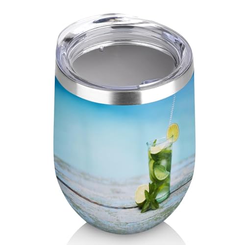silichee 12 Oz Stainless Steel Wine Tumbler with Lid Cocktail Glasses Pool Beach Side Mojito Insulated Tumblers Vacuum Coffee Mugs for Hot and Cold Wine,Drinks,Coffee