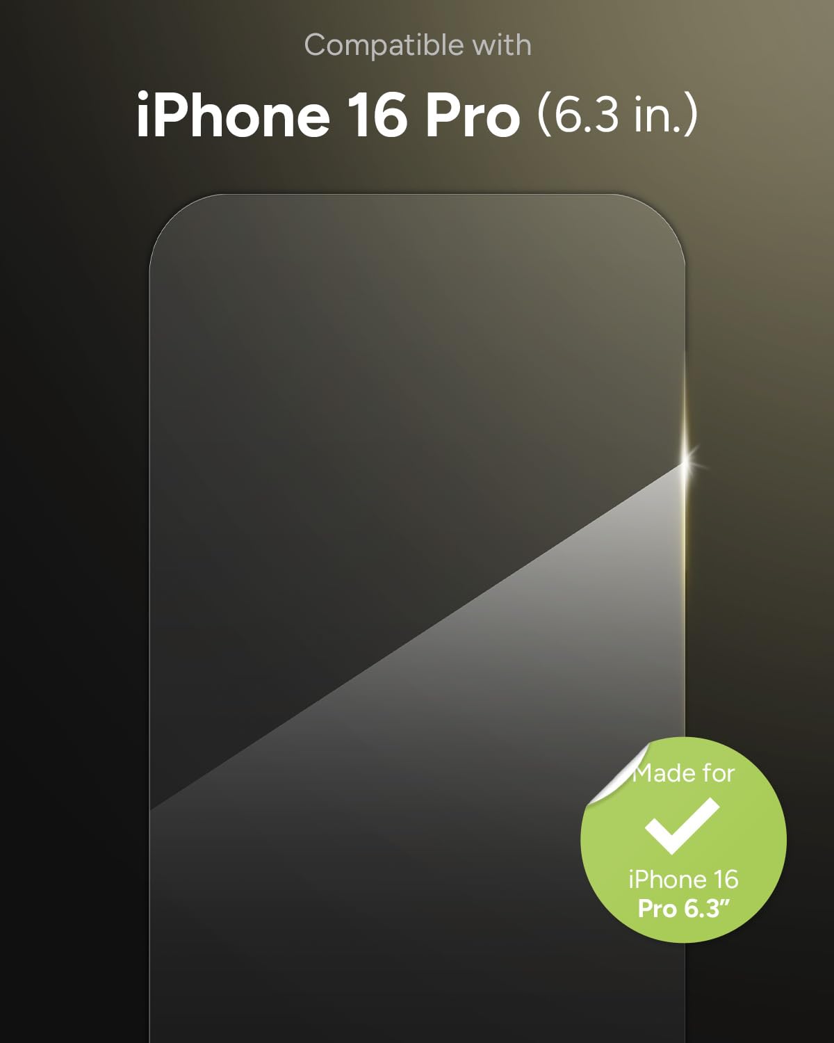 ZAGG Glass+ Screen Protector for iPhone 16 Pro β 3X Stronger Tempered Glass with Reinforced Edges, Scratch & Smudge Resistant, InvisibleShield, Easy Installation
