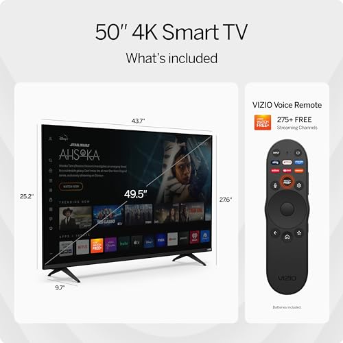 VIZIO 50" 4K Resolution HDR Smart TV, Dolby Vision HDR/HDR10+, WiFi 6 - (Renewed)