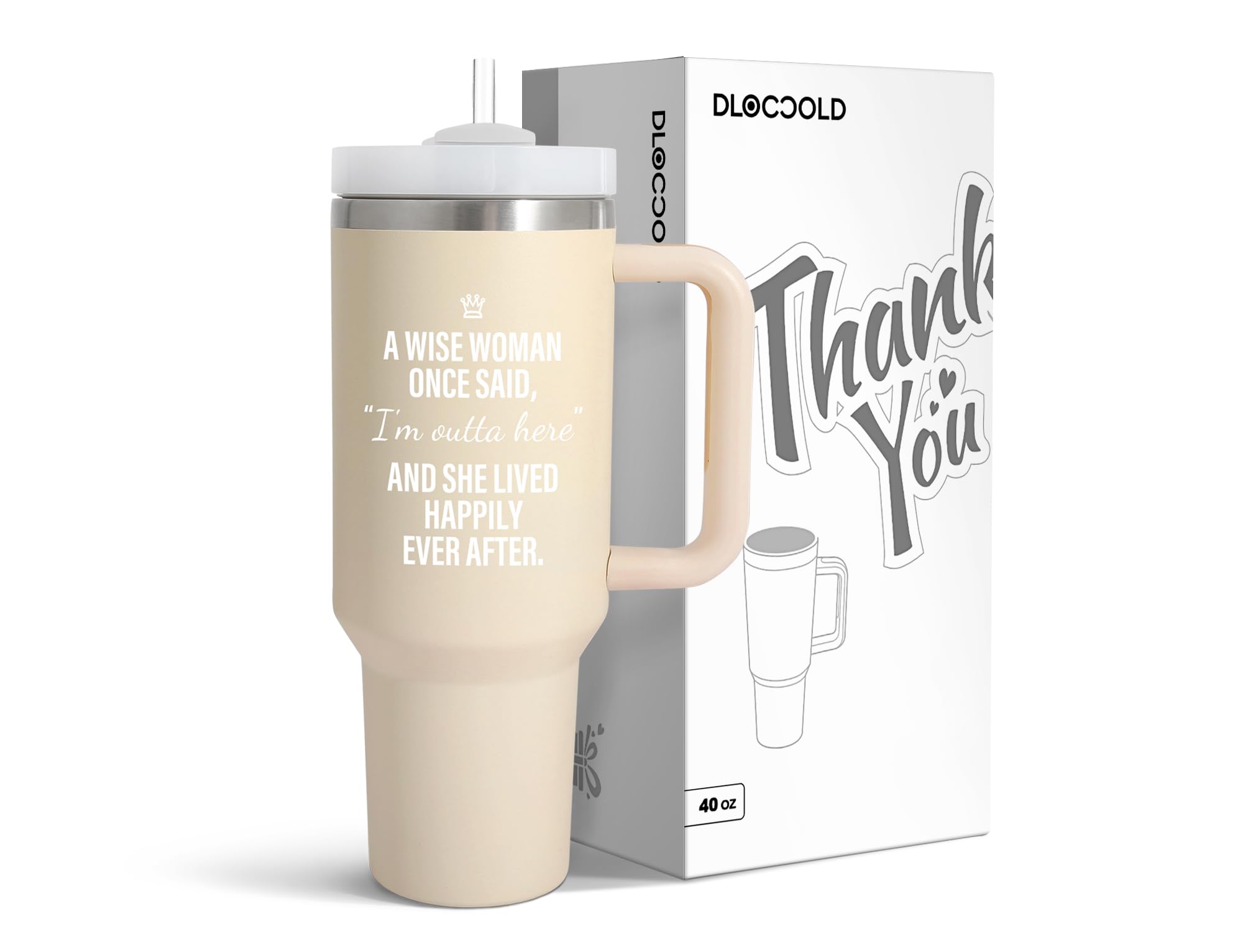 DLOCCOLD Retirement Gifts 40oz Rose Quartz Insulated Tumbler, 40 oz, Double Wall, Non-Slip, BPA Free, Reusable, Cylindrical, 5.7 x 10.7 inches, 2024, Dishwasher Safe