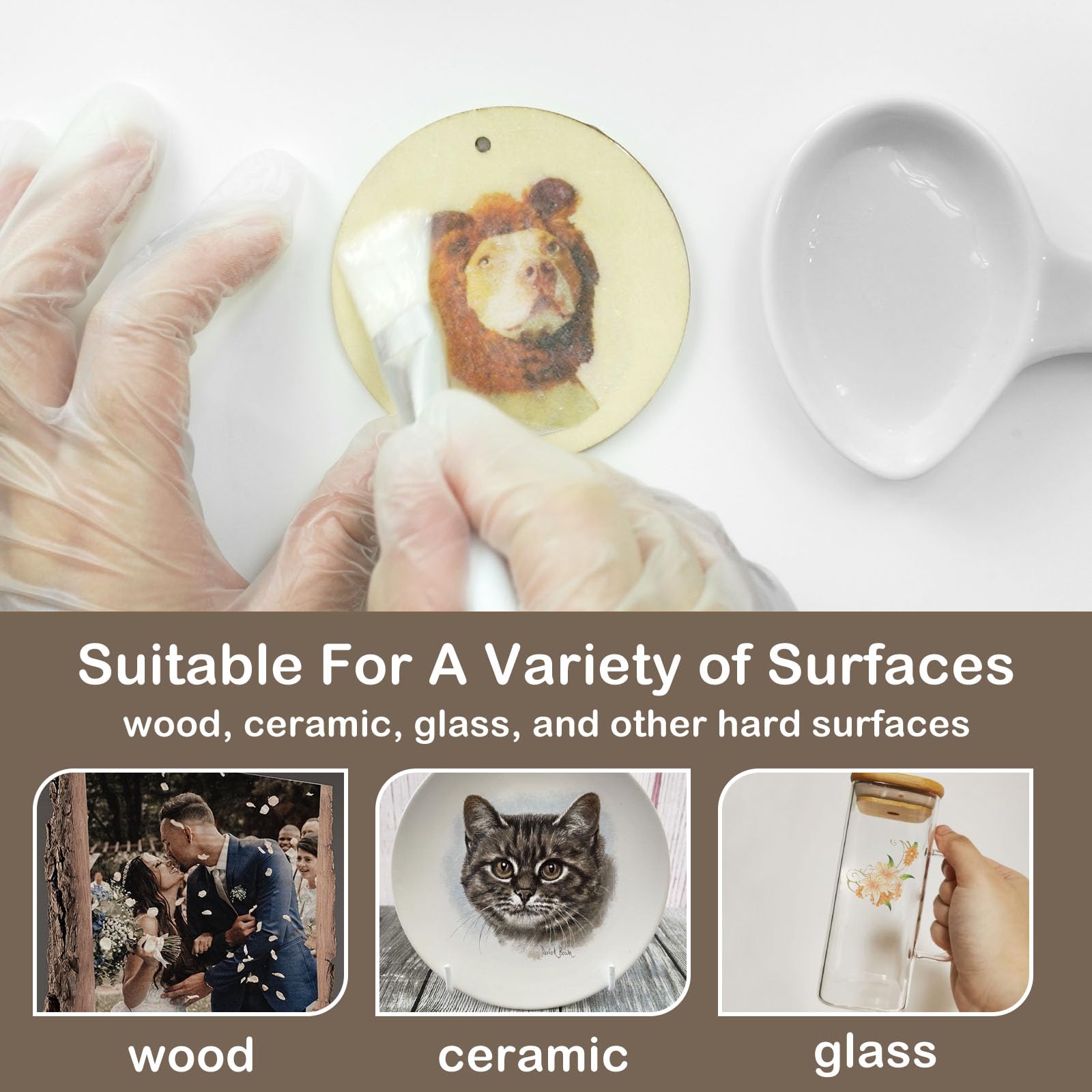 1DFAUL Gloss Photo Transfer Medium Kit, Gel Medium for Photo Transfer, with Gloss Varnish, Pattern Transfer Gel to Wood & Other Hard Surfaces, DIY Crafts, Decorating Furniture, Personalized Gifts