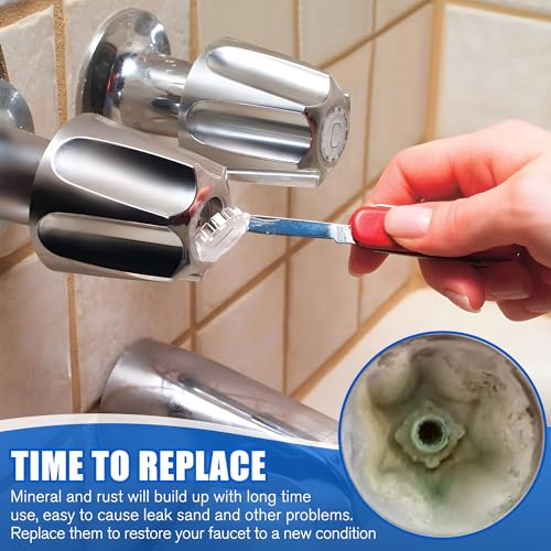 Enhon Bathtub and Shower 2 Handle Remodel Trim Kit Compatible with Pfister Verve Tub Shower, Bathtub Faucet Knob Replacement Include 1 Hot 1 Cold 2 Flanges (Polished Chrome)