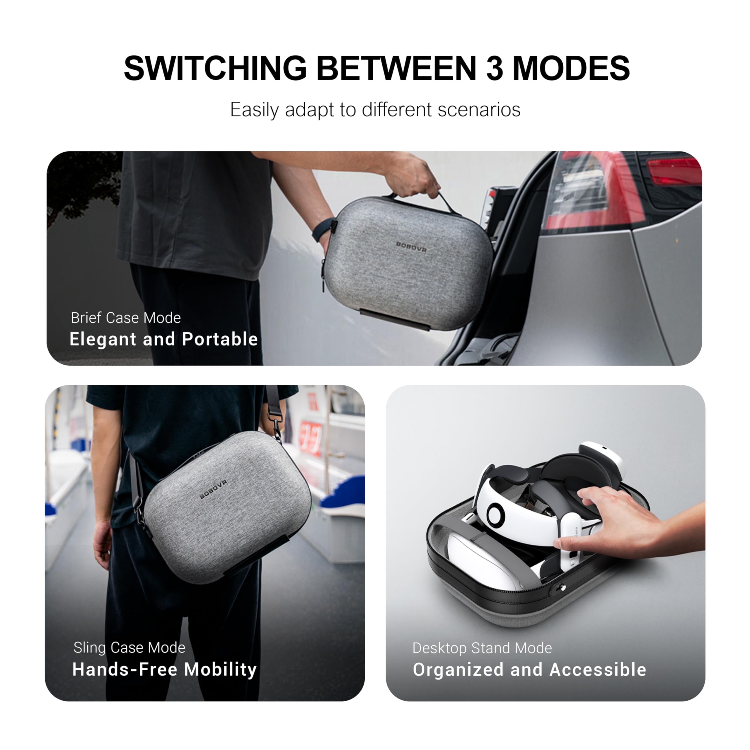 BOBOVR C3 Carrying Case,Three Versatile Modes, Desktop Stand for Tidy Workspace, Compatible with Quest 3/3S