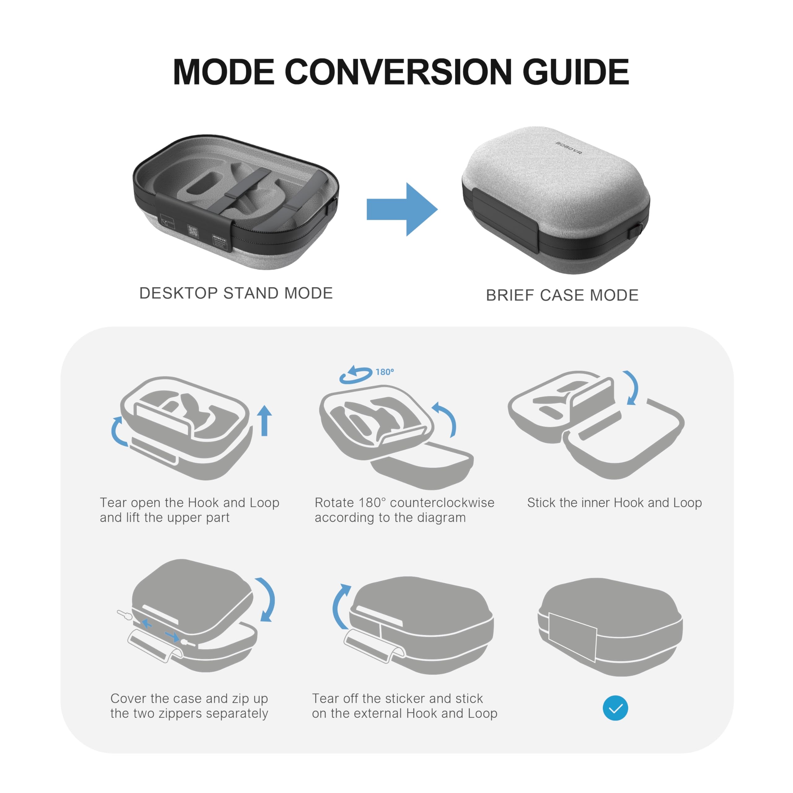BOBOVR C3 Carrying Case,Three Versatile Modes, Desktop Stand for Tidy Workspace, Compatible with Quest 3/3S