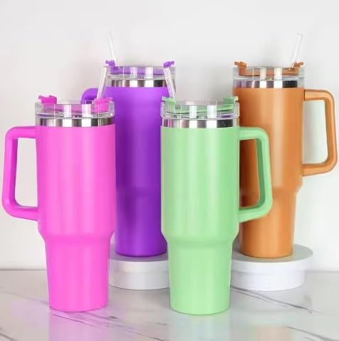 Generic Adventure Quencher 40 oz Tumbler With Handle And Straw Vacuum Insulated Stainless Steel Tumbler Thermo Cup (White)