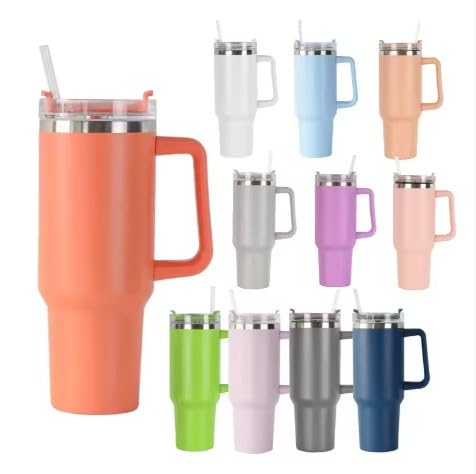 Generic Adventure Quencher 40 oz Tumbler With Handle And Straw Vacuum Insulated Stainless Steel Tumbler Thermo Cup (White)