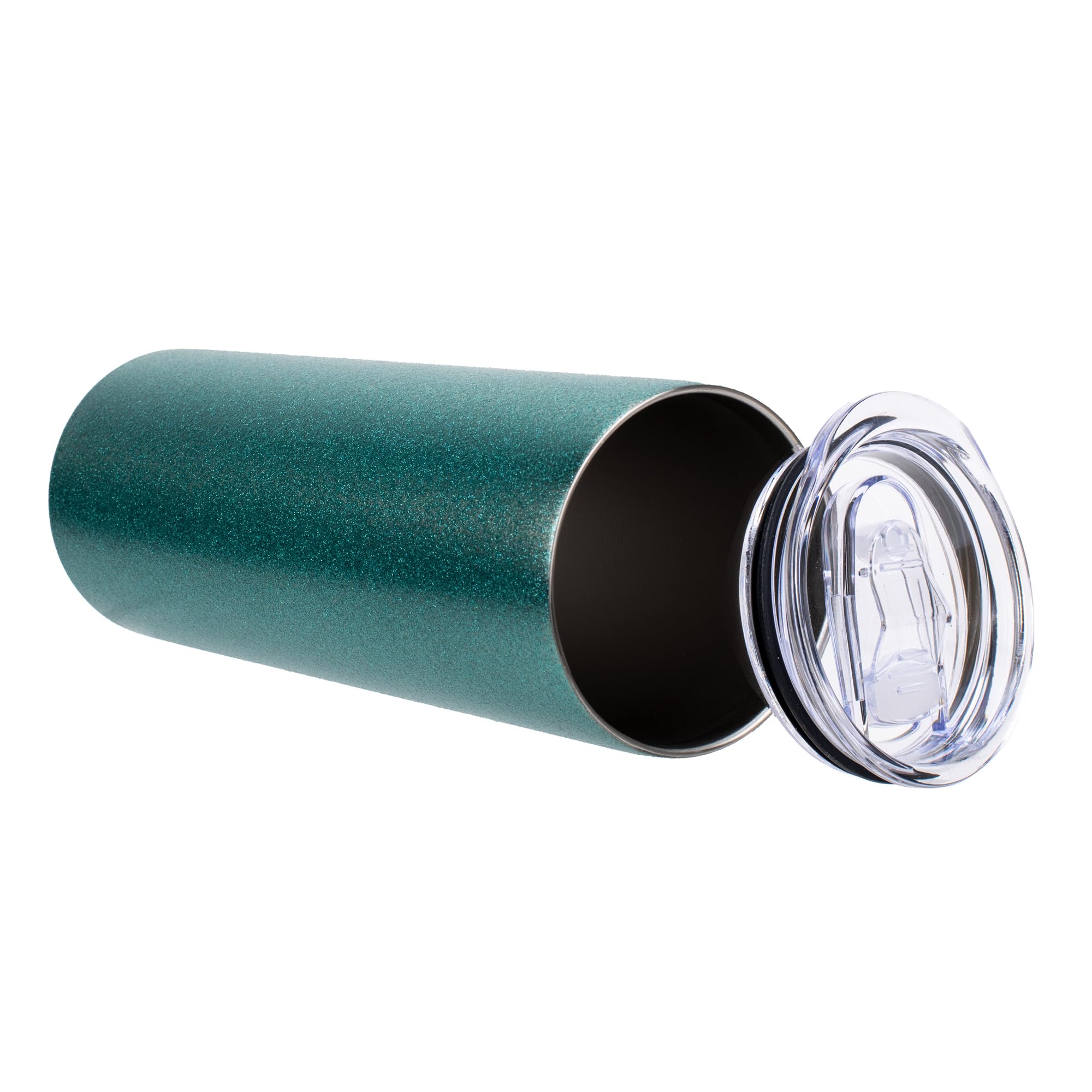 Elanze Designs 20 oz Glitter Stainless Steel Insulated Travel Tumbler With Sliding Lid For Iced or Hot Beverage, Turquoise Blue