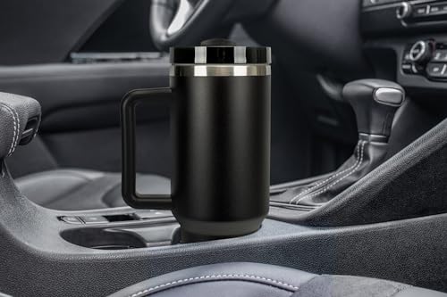 Elanze Designs 40 oz Stainless Steel, Large Water Bottle, Coffee Mug, Spill & Leak Resistant, Thermal Travel Tumbler With Handle, Lid & Straw, Midnight Black