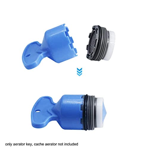5 pcs/Set Blue 2.2GPM Cache Faucet Aerator Key with 5 Pieces Faucet Aerator Removal Wrench Tool Practical Design, as shown