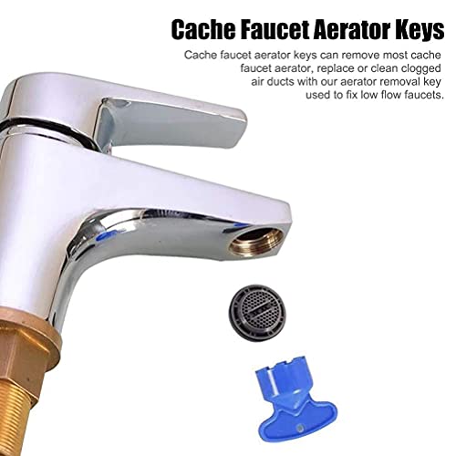 5 pcs/Set Blue 2.2GPM Cache Faucet Aerator Key with 5 Pieces Faucet Aerator Removal Wrench Tool Practical Design, as shown