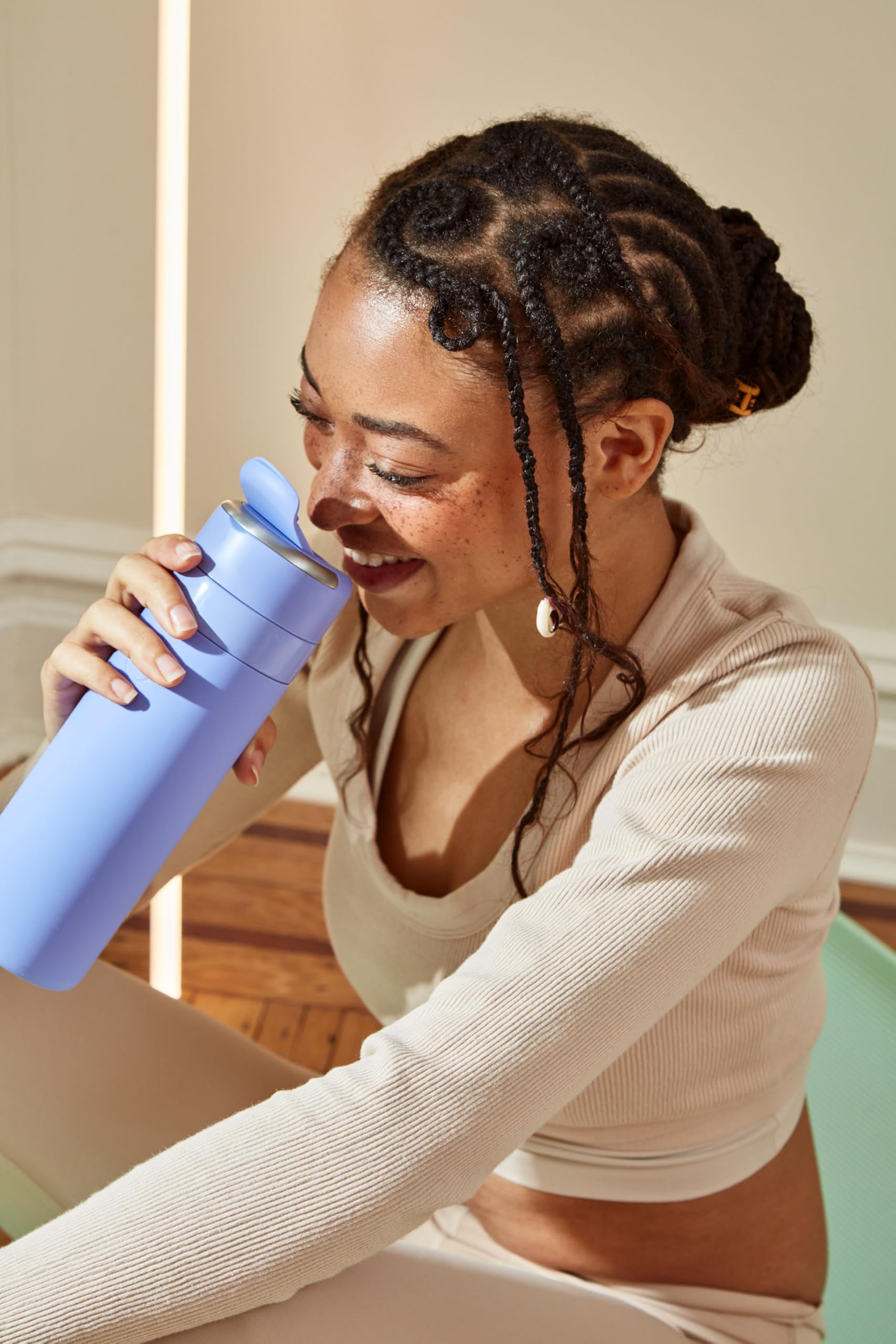 Drink Through Lid for Insulated Water Bottles, Leak-Proof, Carrying Handle, BPA Free, Lavender