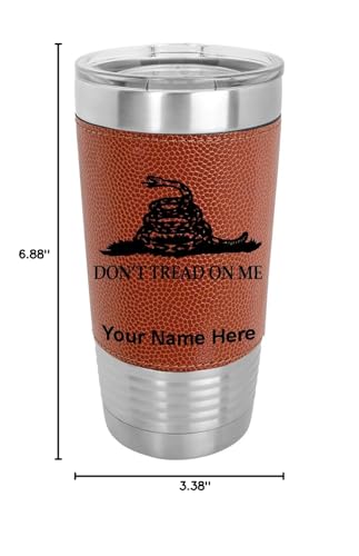 LaserGram 20oz Vacuum Insulated Tumbler Mug, Gadsden Flag, Personalized Engraving Included (Faux Leather, Basketball Style)