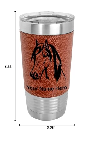 LaserGram 20oz Vacuum Insulated Tumbler Mug, Horse Head 1, Personalized Engraving Included (Faux Leather, Basketball Style)