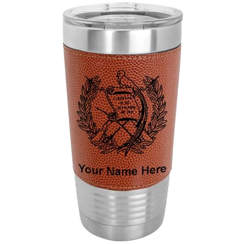 LaserGram 20oz Vacuum Insulated Tumbler Mug, Flag of Guatemala, Personalized Engraving Included (Faux Leather, Basketball Style)