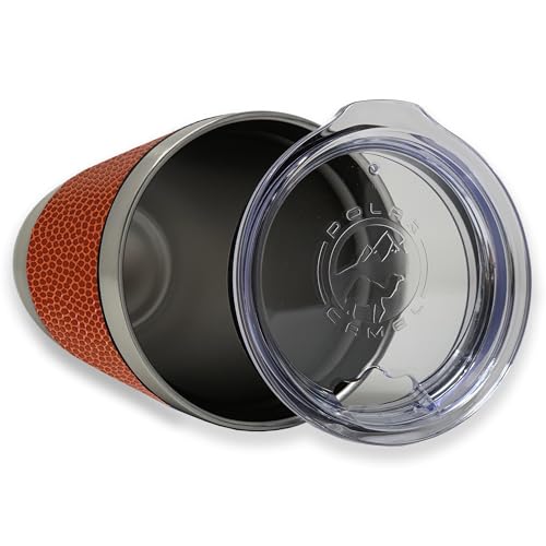 LaserGram 20oz Vacuum Insulated Tumbler Mug, Disc Golf, Personalized Engraving Included (Faux Leather, Basketball Style)