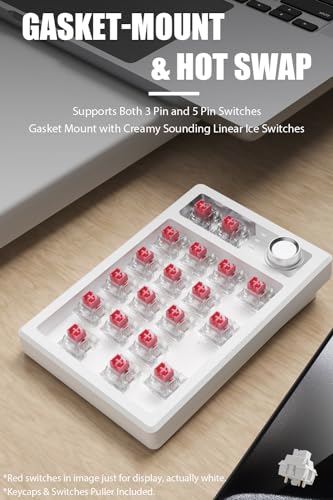 TISHLED Gasket Creamy Mechanical Numpad Programmable Macro Keypad Wireless 2.4G/Bluetooth 5.0/Wired USB-C RGB Backlit Hot Swappable Number Pad Rechargeable Numeric Keyboard Metal Knob for Win/Mac