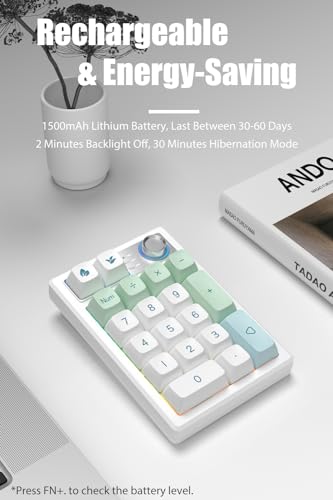 TISHLED Gasket Creamy Mechanical Numpad Programmable Macro Keypad Wireless 2.4G/Bluetooth 5.0/Wired USB-C RGB Backlit Hot Swappable Number Pad Rechargeable Numeric Keyboard Metal Knob for Win/Mac