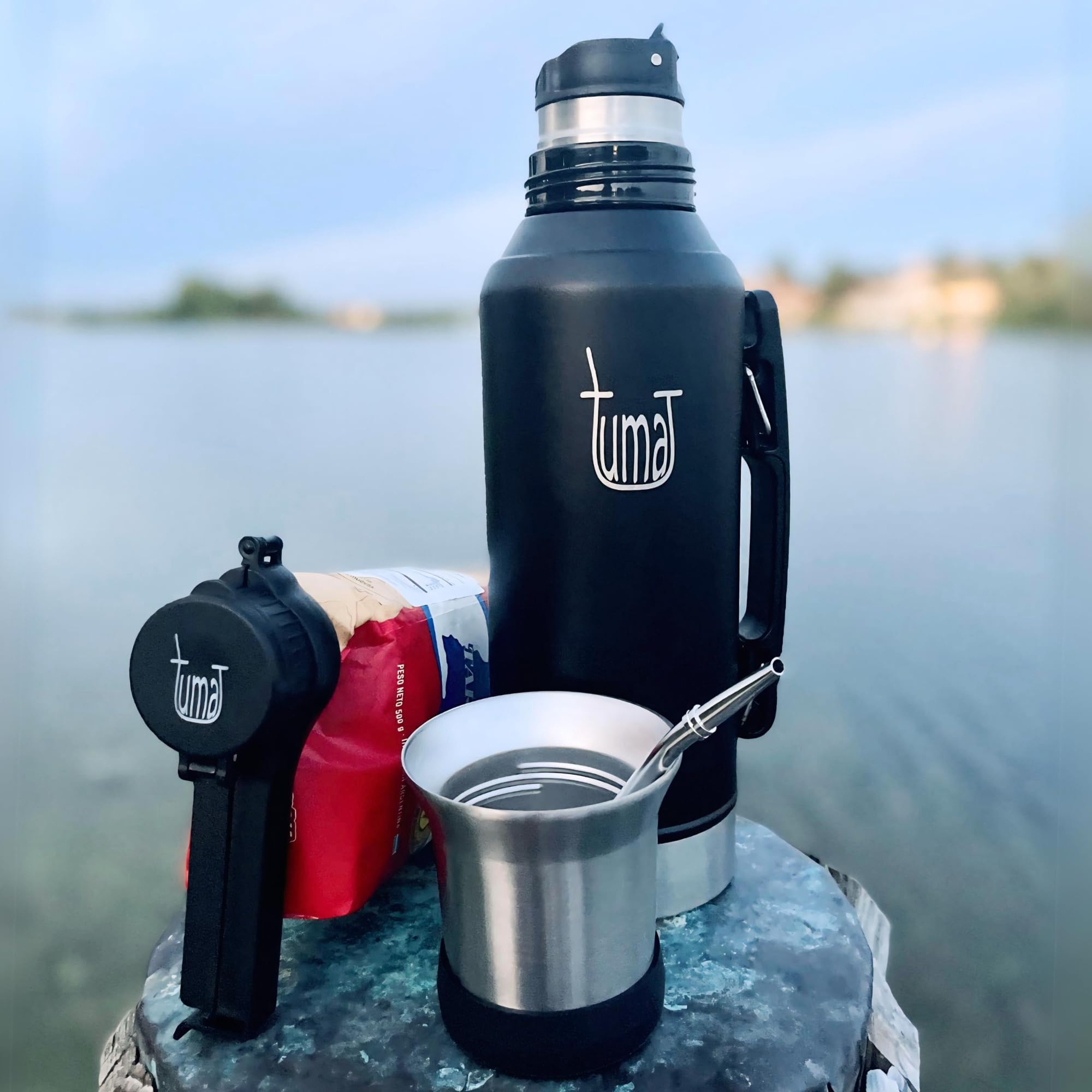 Complete Yerba Mate Kit - 1.2L Thermos With Mate System, Cup, Clip Spout, Straw (Bombilla), and FREE Backpack - Premium Stainless Steel Set To Go