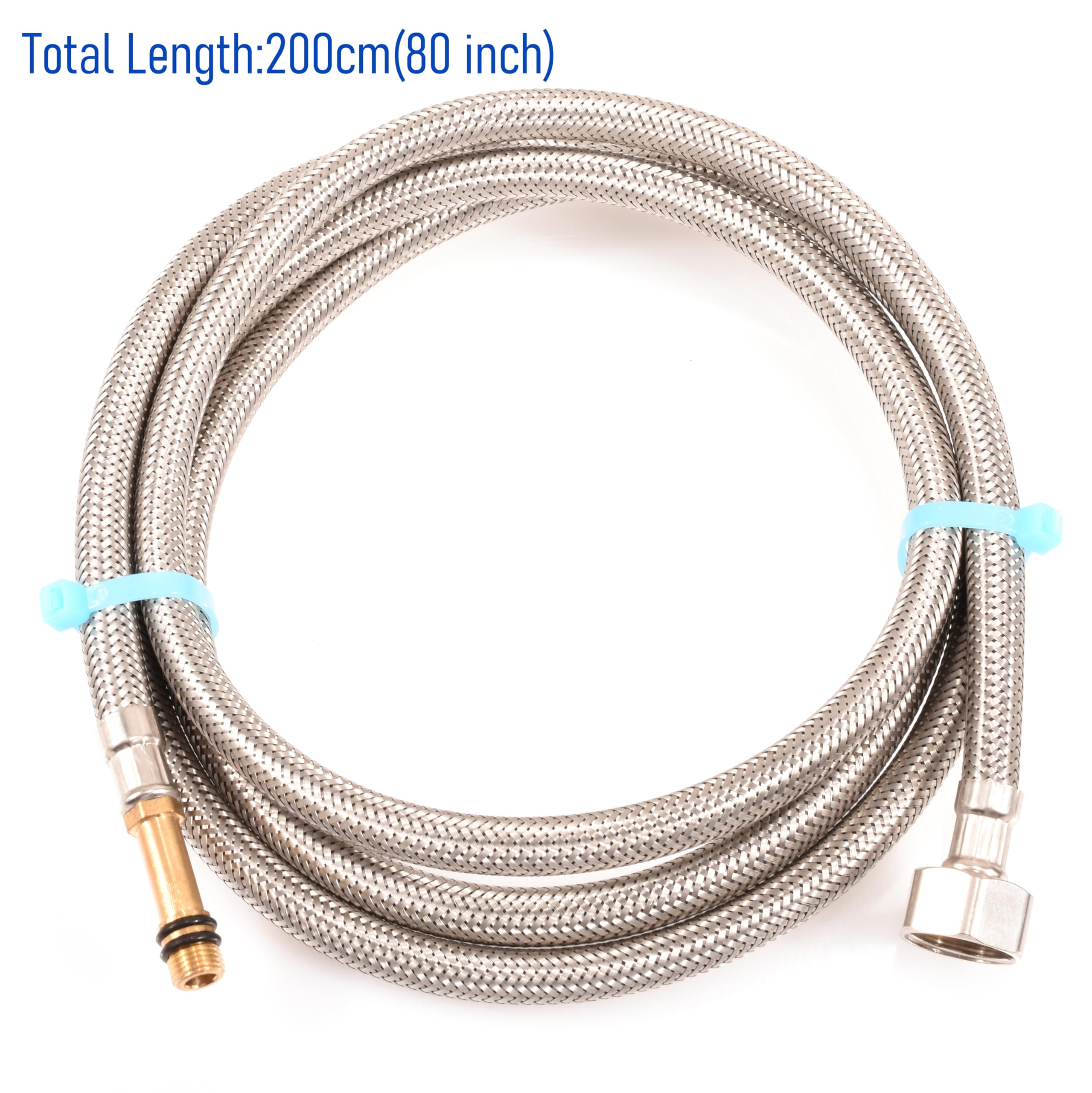 Skweawert 80 In Faucet Supply Lines, 1/4 Female Compression Thread x M10 Male Connector, Braided Stainless Steel Faucet Hose for Kitchen Sink Toilet(2Pack)