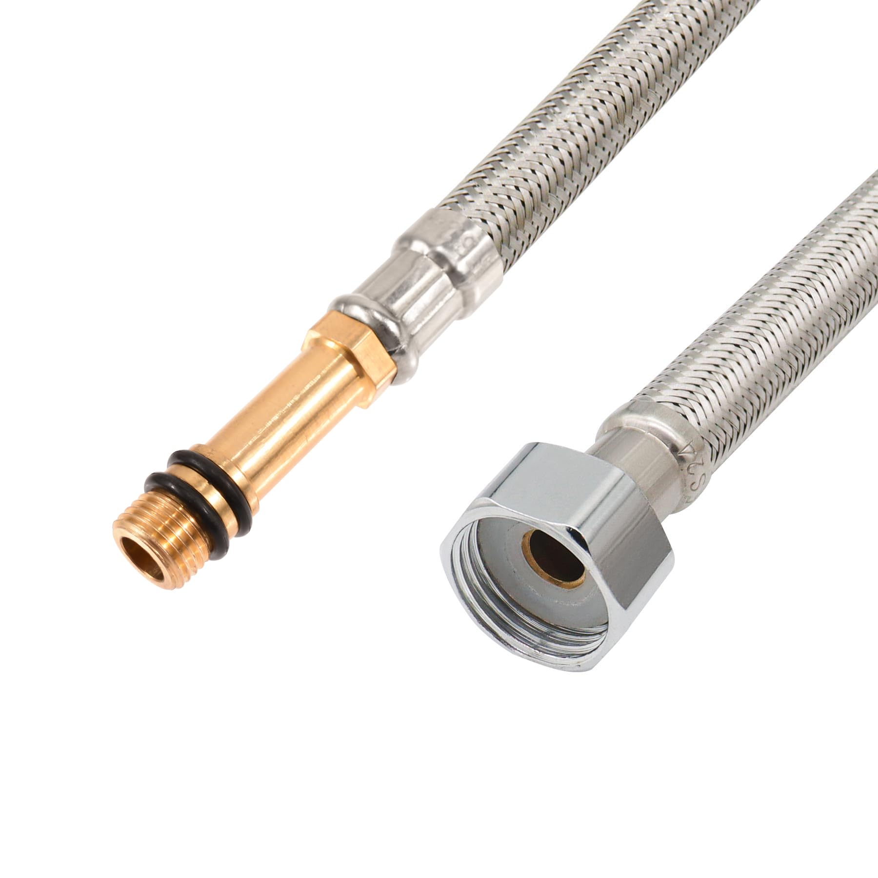 Skweawert 80 In Faucet Supply Lines, 1/4 Female Compression Thread x M10 Male Connector, Braided Stainless Steel Faucet Hose for Kitchen Sink Toilet(2Pack)