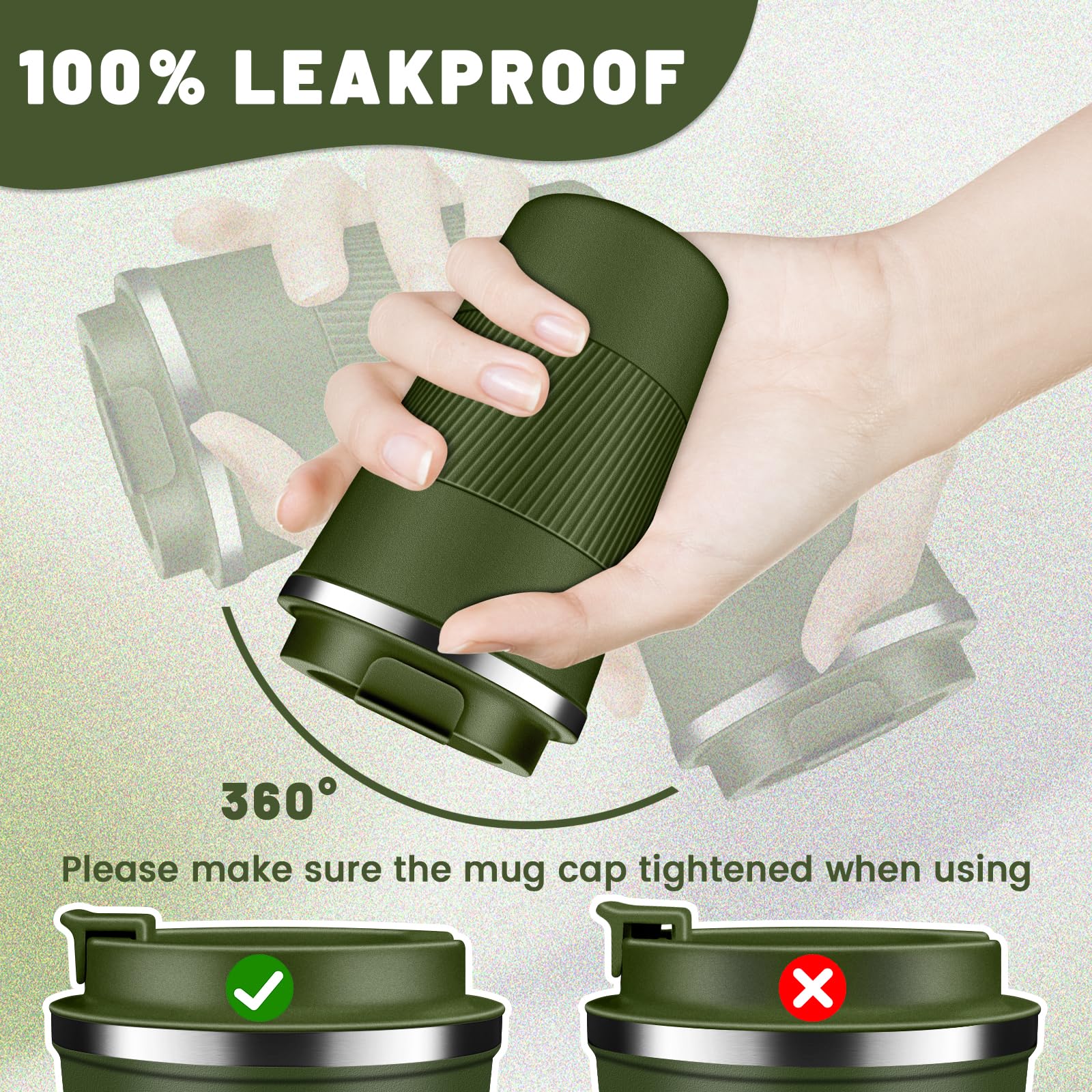 Insulated Coffee Tumblers with Flip Lid 12oz / 17oz, Stainless Steel Travel Coffee Mug Leak Proof, Vacuum Insulated Coffee Mug Thermos Cup, Keeps Cold and Hot for Coffee Tea