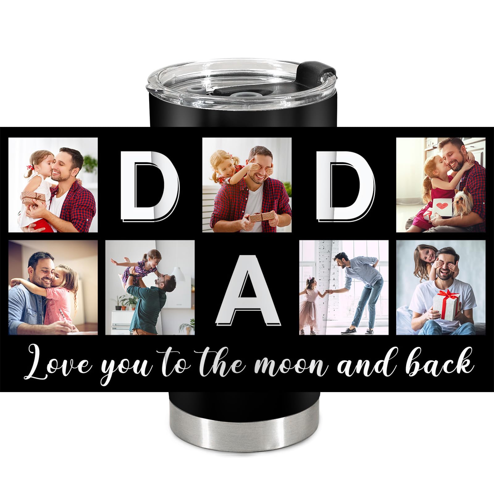 Personalized Picture Travel Tumbler for Dad Gift on Father's Day from Daughter Son Custom Coffee Mug Cup