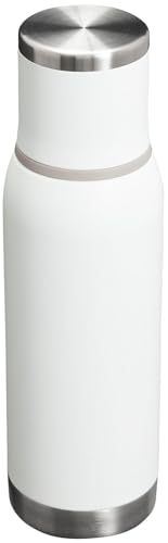 Stanley Adventure-To-Go Vacuum Bottle 25 oz | Wide Mouth with Leakproof Cup Lid | Keep Drinks Hot or Cold | Packable for Travel | Insulated Stainless Steel Thermos | BPA-Free | Frost White