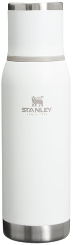 Stanley Adventure-To-Go Vacuum Bottle 25 oz | Wide Mouth with Leakproof Cup Lid | Keep Drinks Hot or Cold | Packable for Travel | Insulated Stainless Steel Thermos | BPA-Free | Frost White