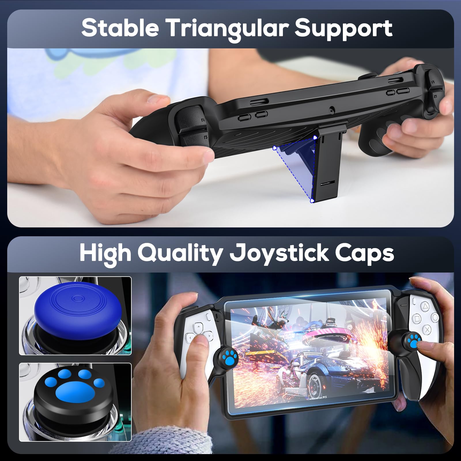 10 in 1 Accessories Kit for Playstation Portal, KOVA Carrying Case & TPU Skin Cover with Kickstand for PS5 Portal Console, Travel Shell with 2* Screen Protector & 4* Thumb Grip for PS Portal Handheld, Black