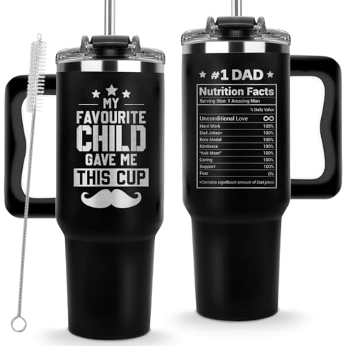 Vivulla68 Father's Day Gift from Daughter or Son - My Favorite Child Gave Me This Cup | Funny Dad Tumbler 40oz with Lid & Straw | Cute Papa Coffee Mug | Insulated Travel Cup for Dad
