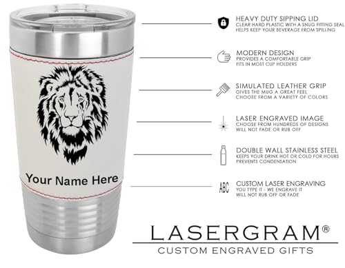 LaserGram 20oz Vacuum Insulated Tumbler Mug, Racing Flags, Personalized Engraving Included (Faux Leather, Baseball Style)