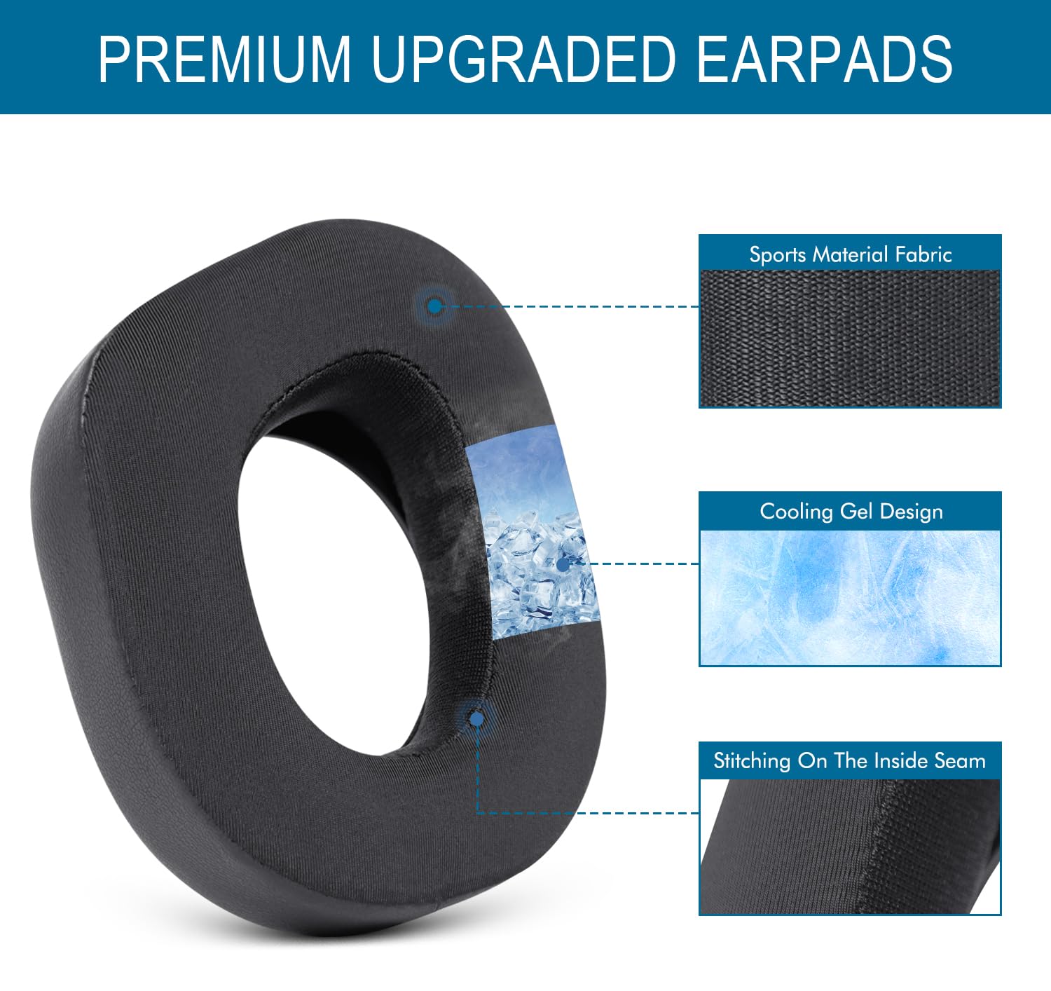 Cooling Gel Ear Pads for Turtle Beach Stealth 700 Gen 2 / Stealth 700 Gen 2 MAX Wireless Gaming Headset, GVOEARS Replacement Cushions with Ice Silk Fabric, Thickness & Sound Isolation - Black