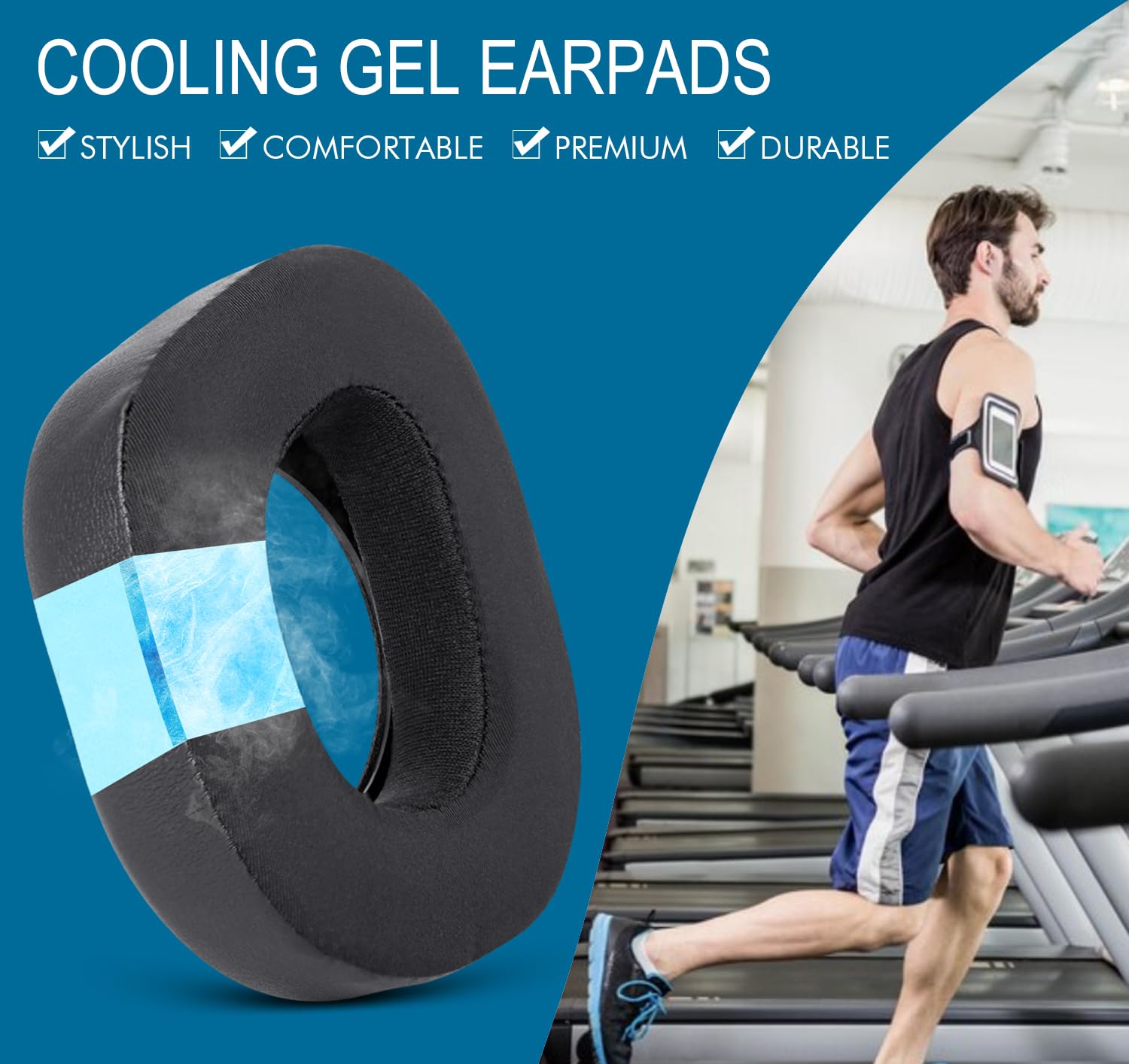 Cooling Gel Ear Pads for Turtle Beach Stealth 700 Gen 2 / Stealth 700 Gen 2 MAX Wireless Gaming Headset, GVOEARS Replacement Cushions with Ice Silk Fabric, Thickness & Sound Isolation - Black