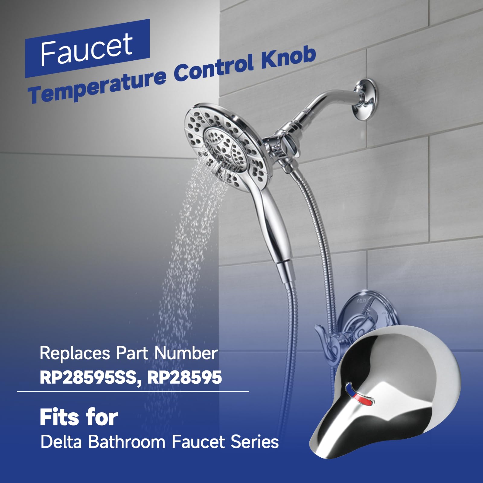 RP28595 Shower Handle Replacement Parts Temperature Control Knob for Delta Faucet Temperature Knob and Cover, Replacement Parts for Delta Shower