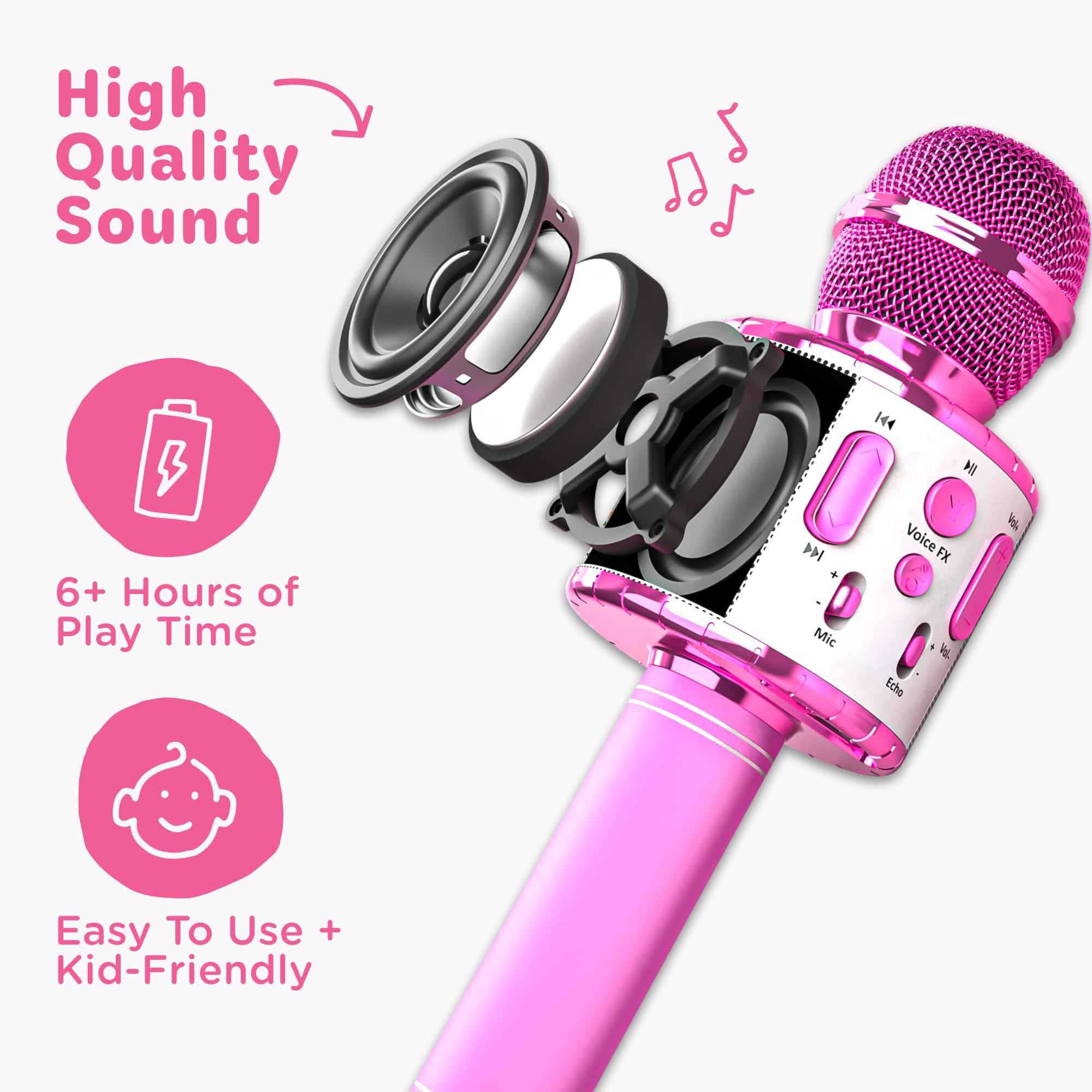Move2Play, Kids Karaoke Microphone | Includes Pre-Loaded Songs & Bluetooth | Kids Birthday & Easter Gift | Toy for All Ages 2, 3, 4, 5, 6+ Year Old Girls, Boys & Toddlers