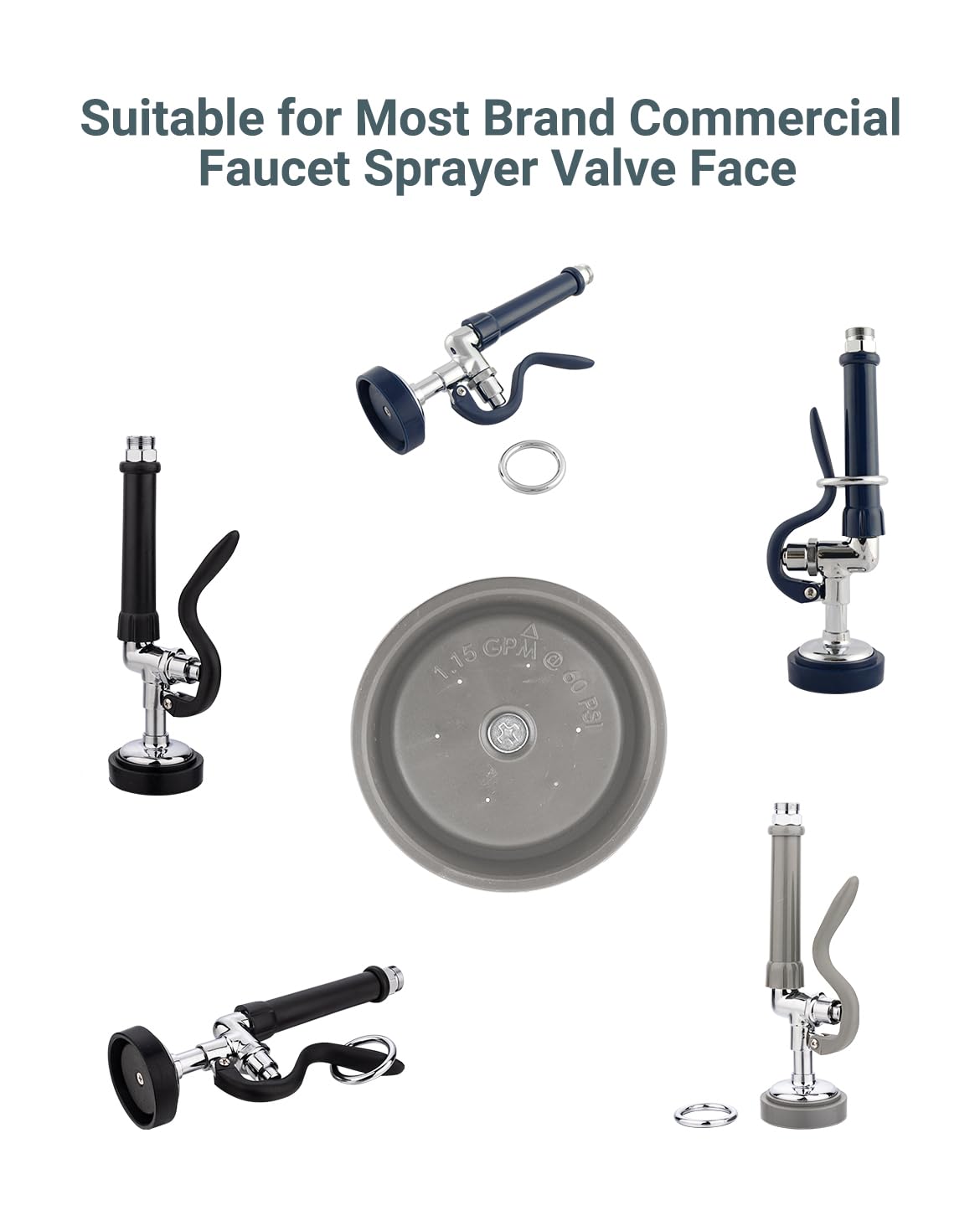 Phivan Pre-Rinse Spray Valve Repair Kit 1.15 GPM Spray Face Bumper and Screw Repair Part for All Commercial Sink Kitchen Faucet Dish Sprayer (Gray)
