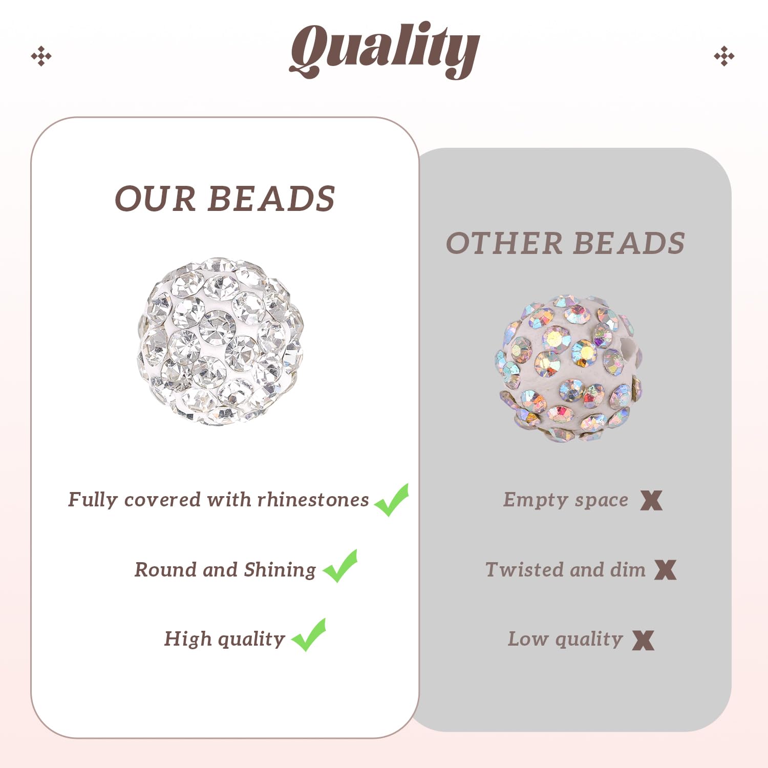 100 pcs 10mm Rhinestone Beads for Jewelry Making, 10 Mixed Colors Shiny Round Disco Ball Beads Bulk, Sparkle Crystal Clay Christmas for Bracelet Baseball Necklace Earring Crafting and DIY