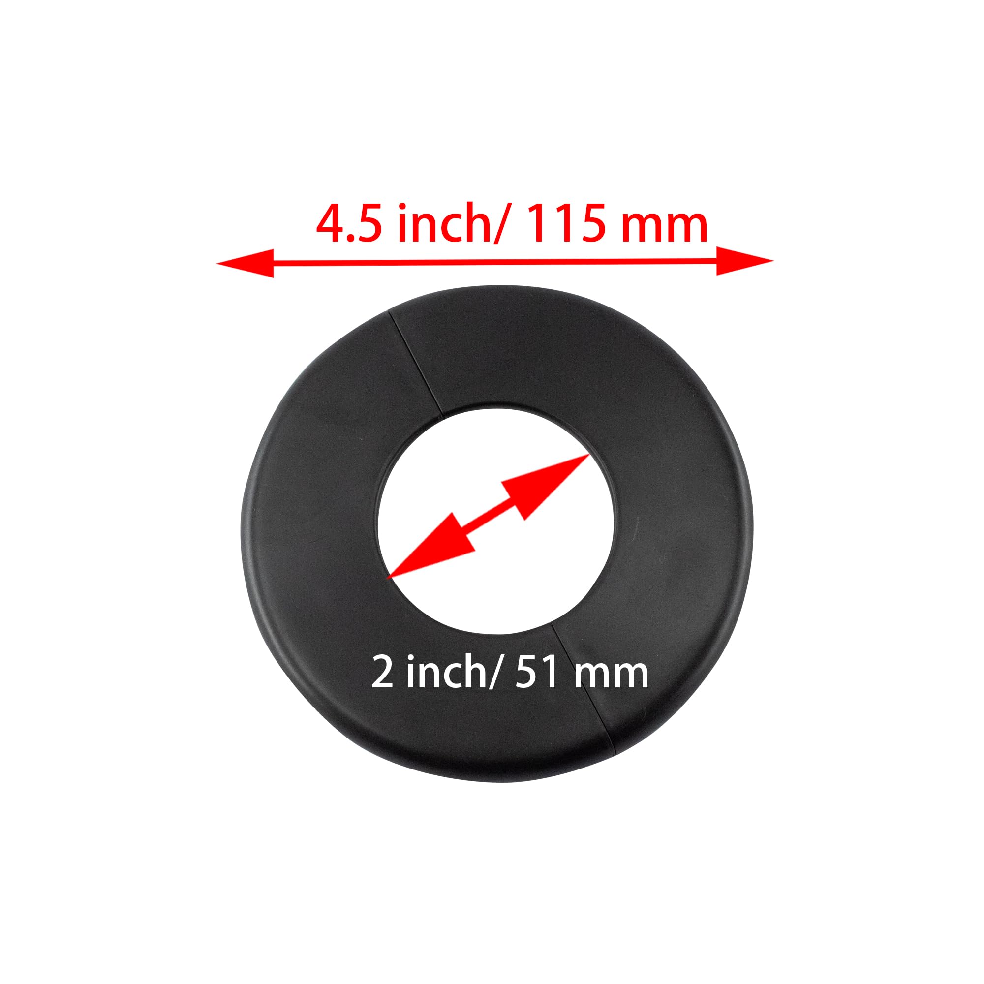 bociloy Wall Split Flange 51mm/2"Diameter, ABS Round Self-Adhesive Escutcheon Plate, Wall Hole Decoration Cover, Water Pipe Plate Cover, Black, 4PCS
