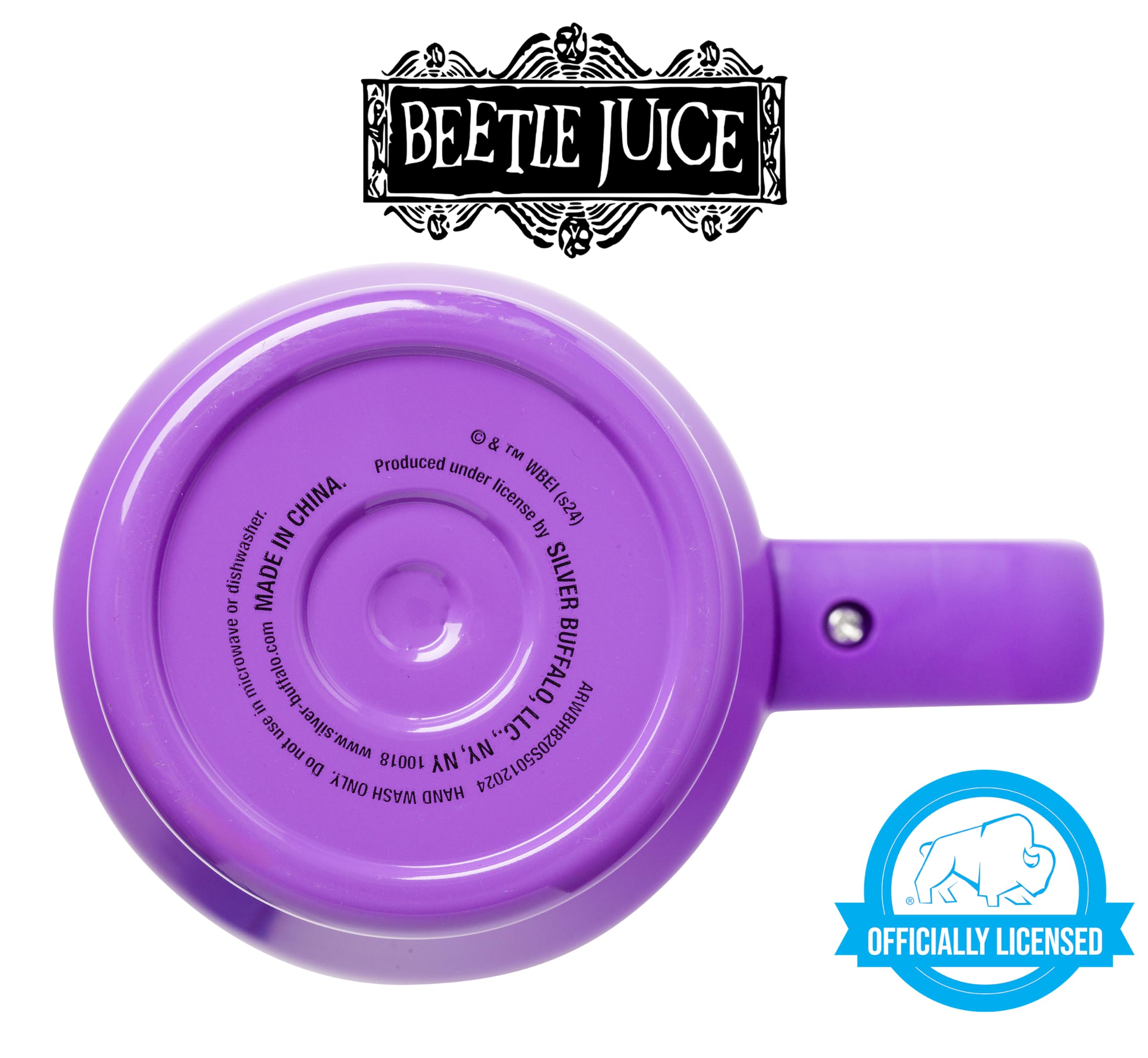 Silver Buffalo Tim Burton Beetlejuice Stainless Steel Tumbler with Handle and Straw, Fits in Standard Cup Holder, 40 Ounces