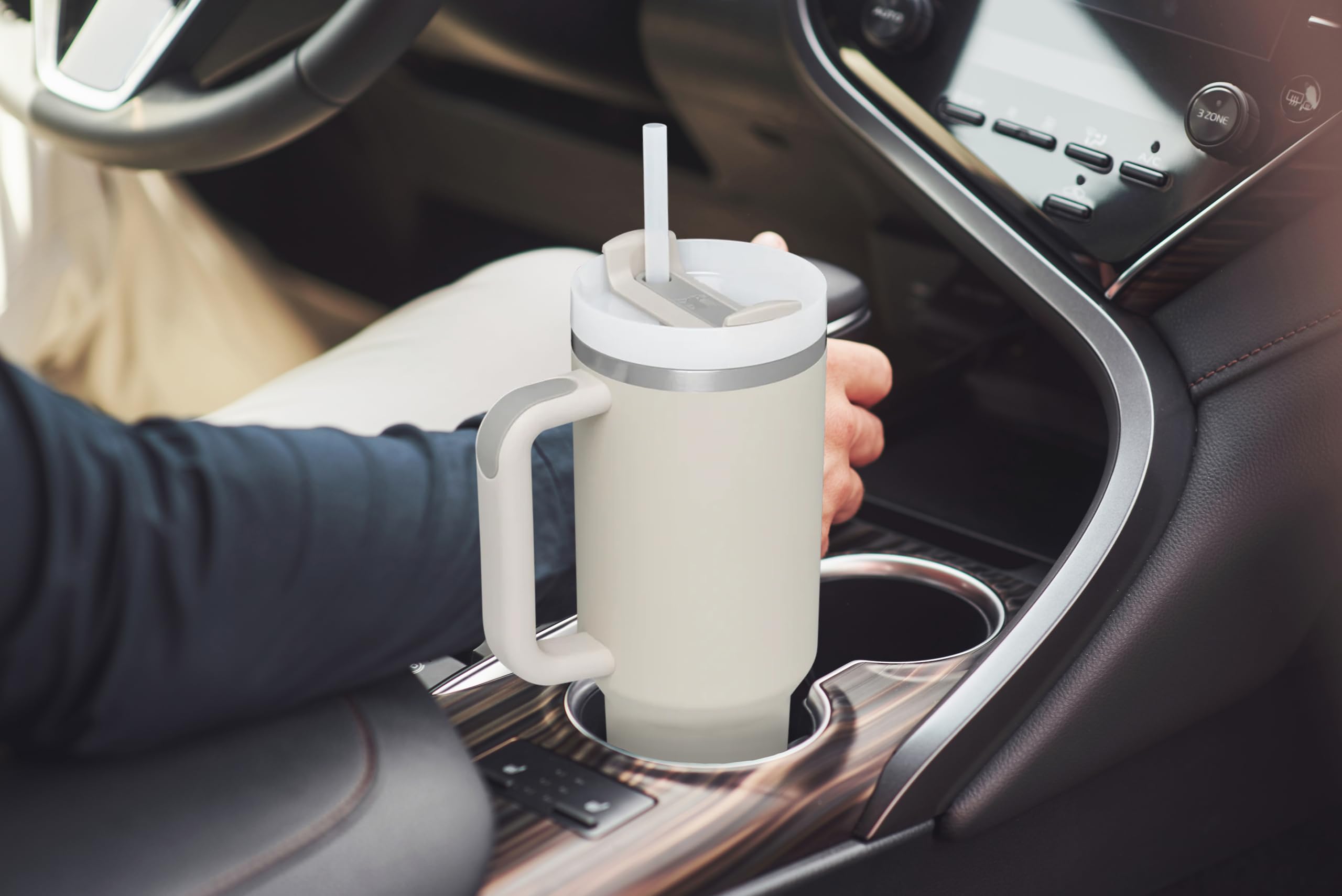 Insulated 40 oz Tumbler with Handle and Straw - Double-Walled Stainless Steel, BPA-Free, Excellent Temperature Retention, Leak-Proof Design