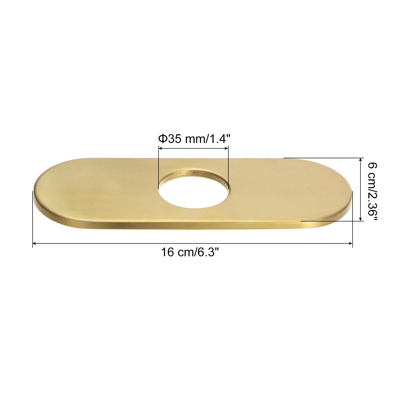uxcell 2pcs 6 Inch Hole Cover Deck Plate Escutcheon, Stainless Steel Sink Cover Plate for Bathroom or Kitchen Sink Faucet, Oval Brushed Gold