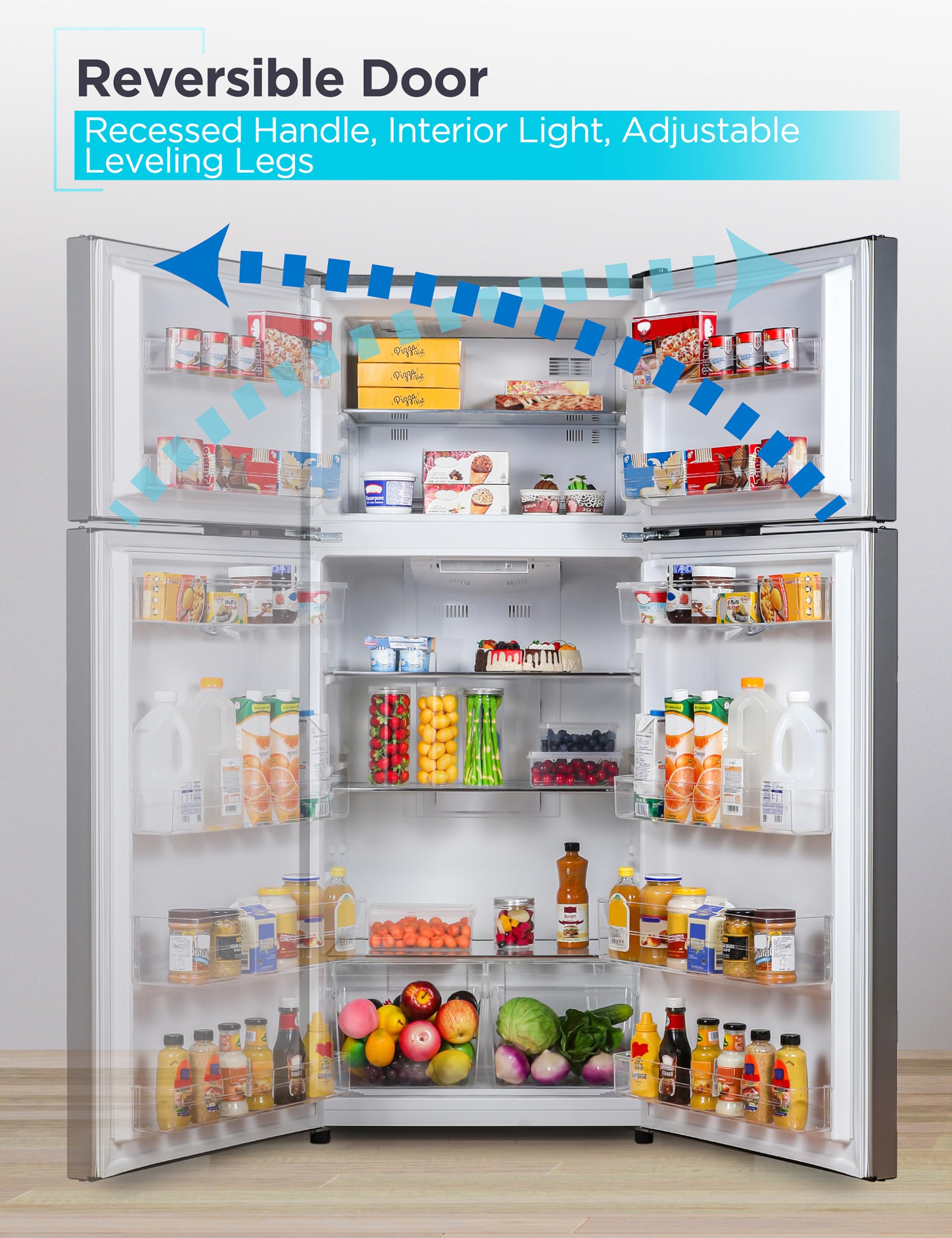 BLACK+DECKER 14.6 Cu. Ft. Top Mount Refrigerator with Freezer, 2 Door Refrigerator with Top Freezer and Adjustable Temperature Control, ENERGY STAR, BR1460HS, Stainless Steel Look