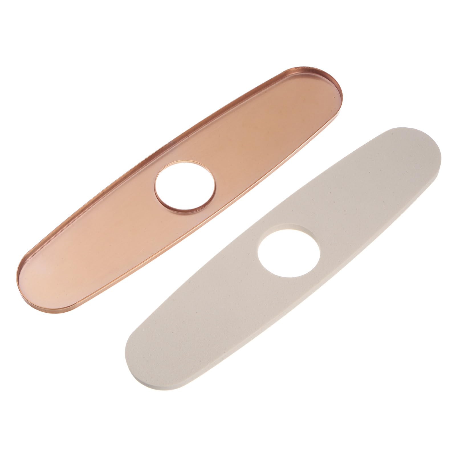 uxcell 10 Inch Hole Cover Deck Plate Escutcheon, Stainless Steel Sink Cover Plate for Bathroom or Kitchen Sink Faucet, Oval Rose Gold