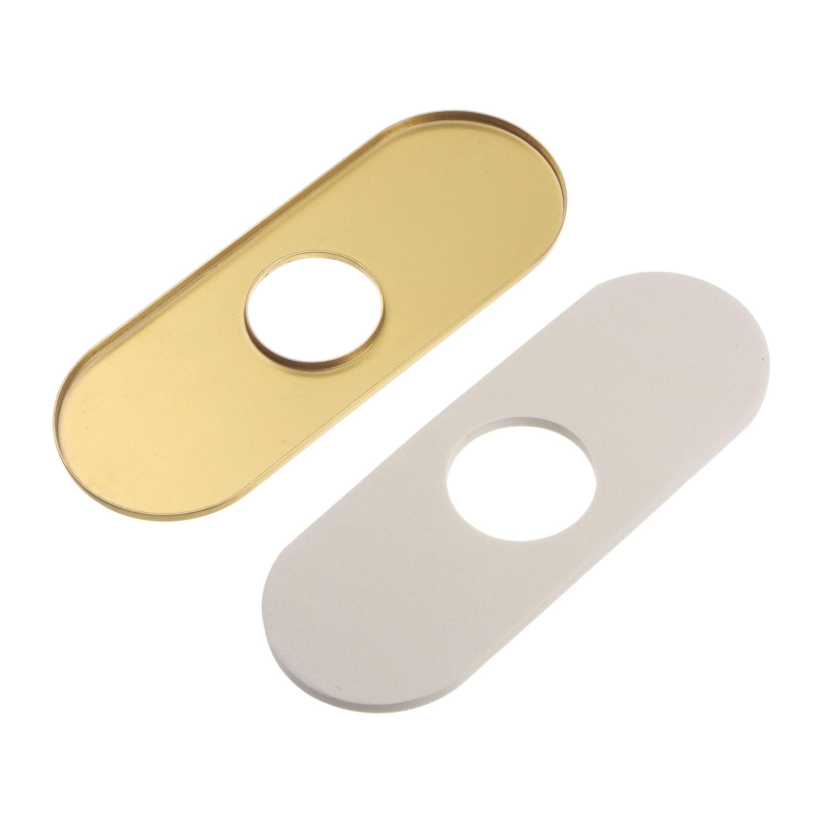 uxcell 2pcs 6 Inch Hole Cover Deck Plate Escutcheon, Stainless Steel Sink Cover Plate for Bathroom or Kitchen Sink Faucet, Oval Brushed Gold