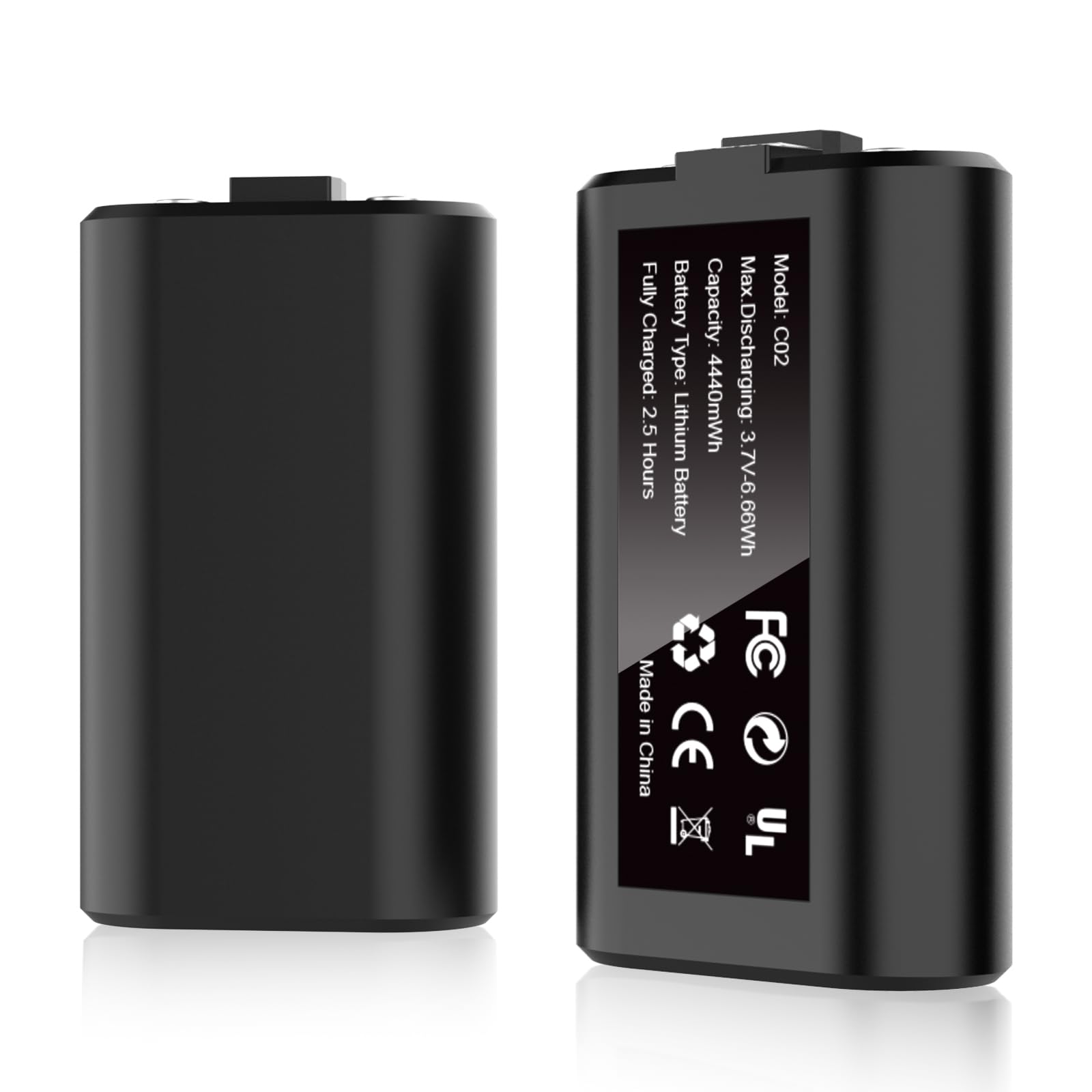 Rechargeable Battery Pack for X-box Series X|S/ One, 2 Pack 4440mWh 3.7V Battery Pack for X-box One/One S/One X/One Elite All X-box Controllers Supports Use While Charging (Includes 2 Batteries Only)