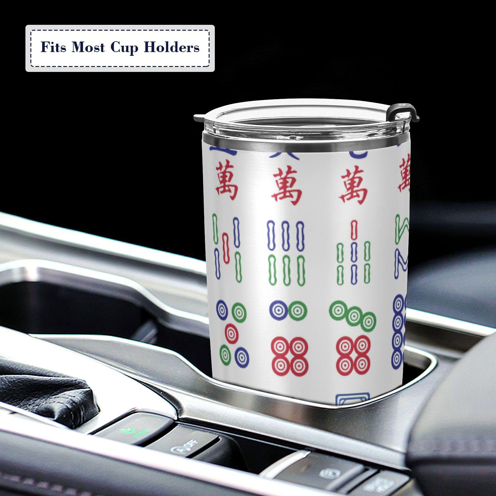 Mahjong Game Tumbler Stainless Steel Insulated Cup Travel Mug for Coffee Double Wall Vacuum Thermos with Straw and Lid 20oz