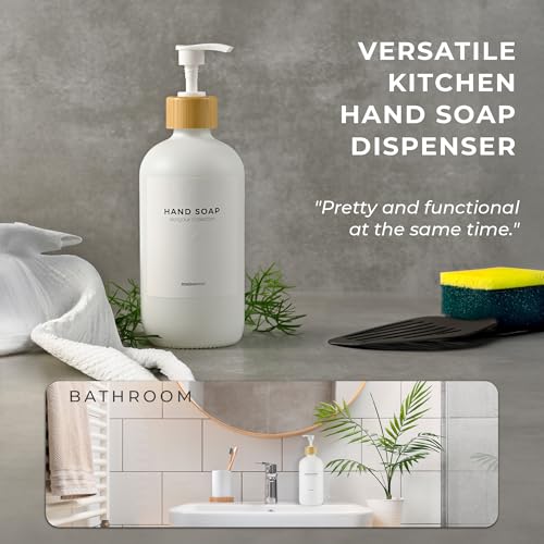 MaisoNovo Soap Dispenser 1-Piece Set | 16.9oz White Bottles with White Bamboo Pump