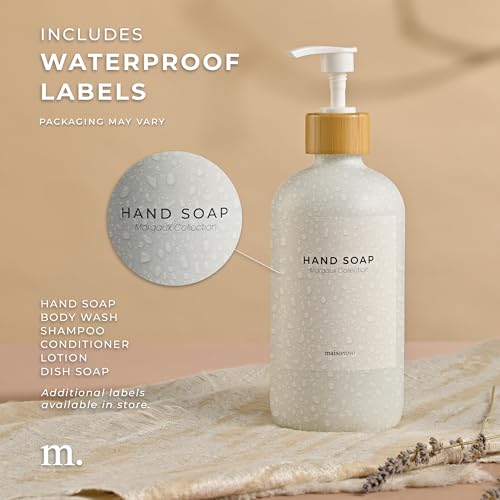 MaisoNovo Soap Dispenser 1-Piece Set | 16.9oz White Bottles with White Bamboo Pump